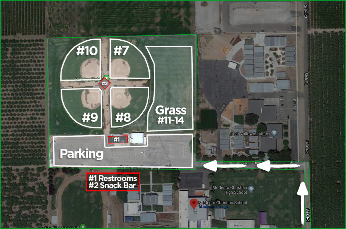 Ramsey Fields Map – CrusaderBall – Modesto Christian Youth Baseball League